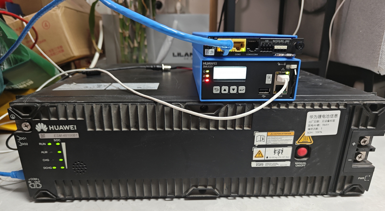 华为SMU02B外挂CIM02C模块实现监控ESM-48100B1锂电池及尾插定义-未来往事