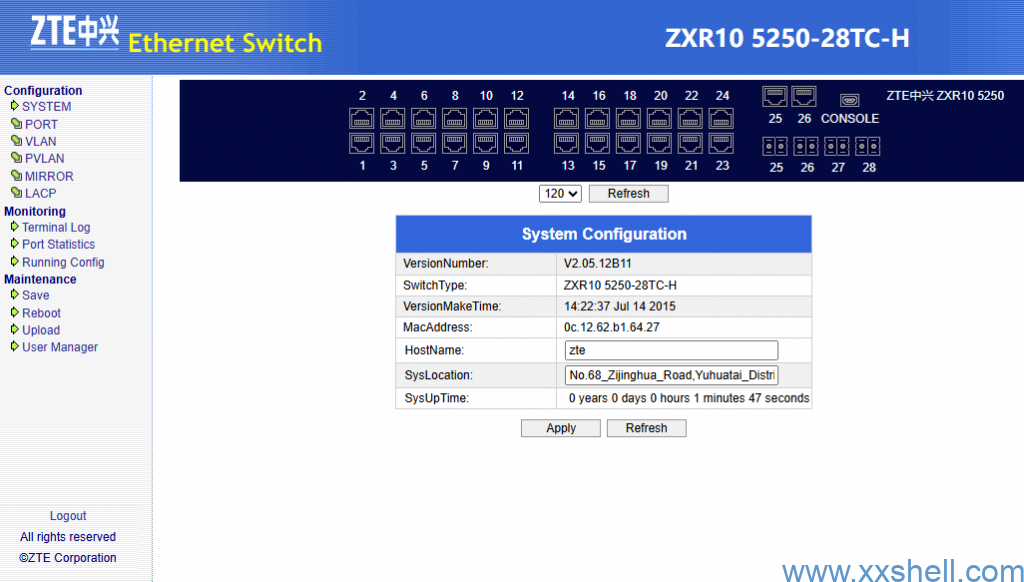 ZXR10 5250中兴交换机恢复出厂与配置WEB-未来往事